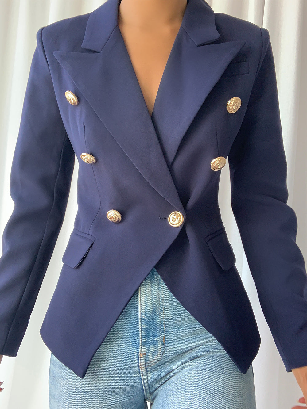 PENELOPE Double-Breasted Blazer in Blue – Fiel Shop