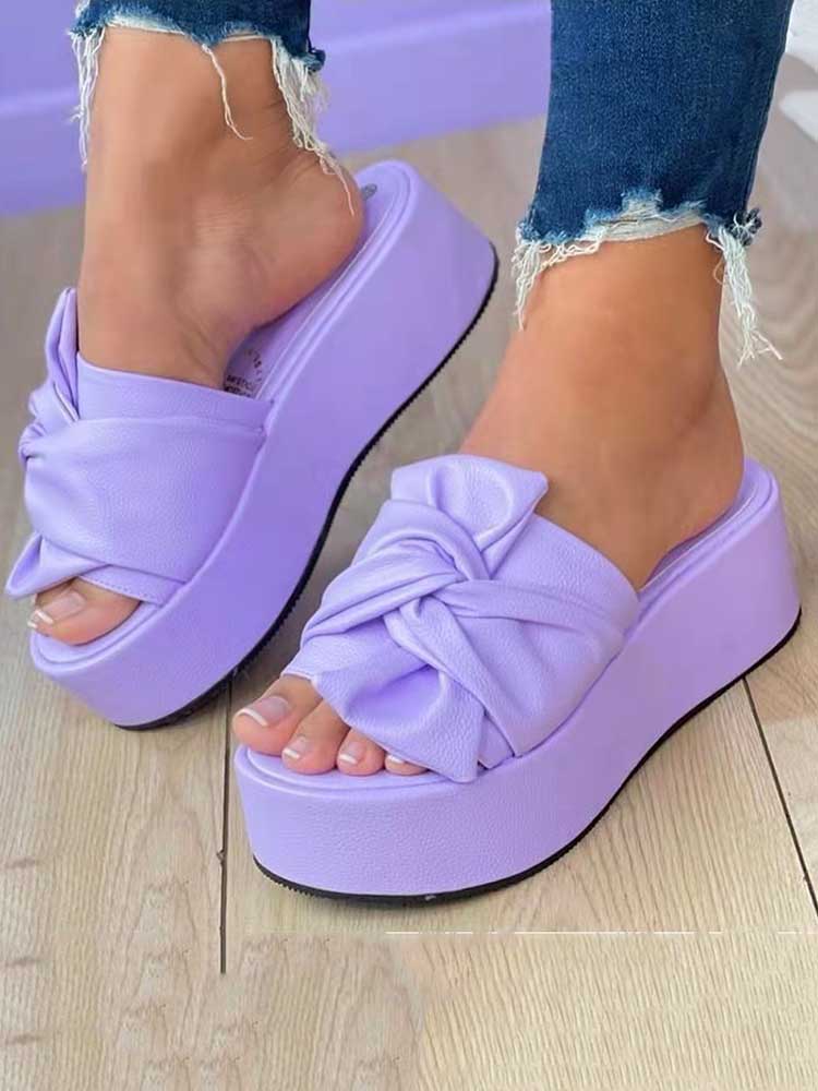 Round Toe Bow Platform Sandals – Fiel Shop